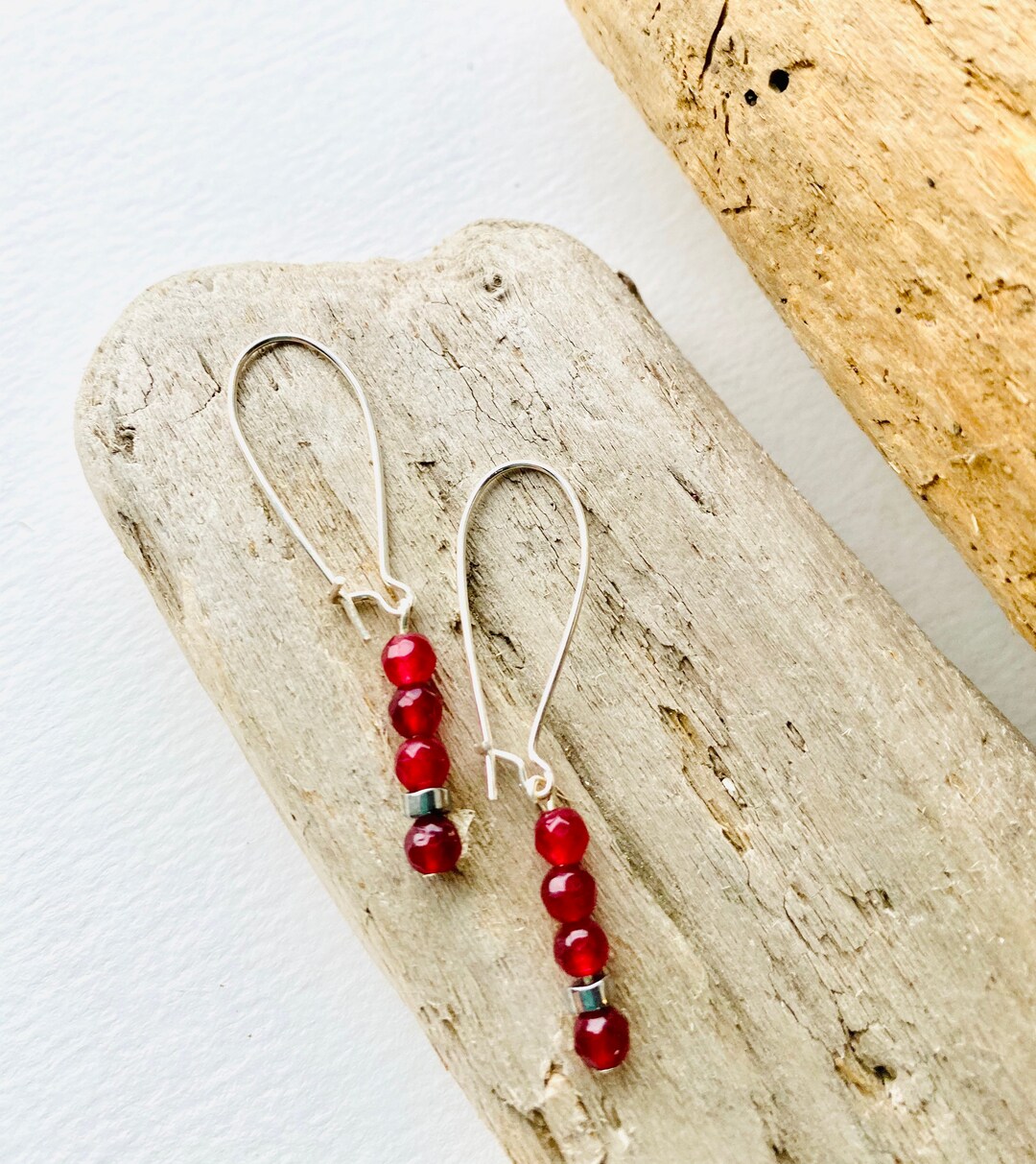 Natural Raw Brazilian Red Ruby Stick Earrings Artist Jewelry - Etsy