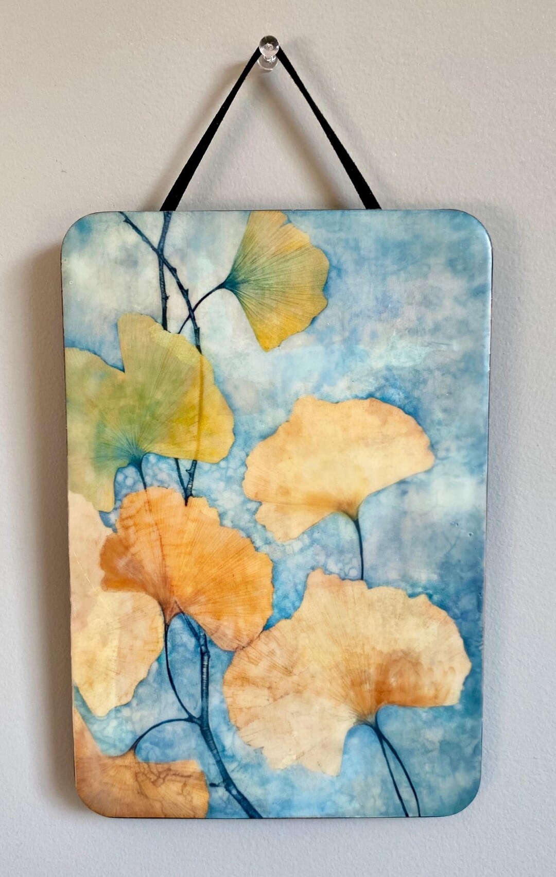 Encaustic Art Botanical Ginkgo Mini Wall Decor Natural Wall Art Floral ...