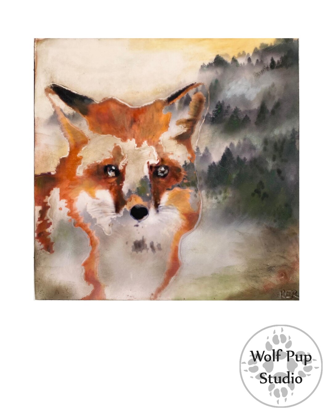 Hinterland Fox Encaustic Painting Beeswax Art Panpastel Mixed-media ...