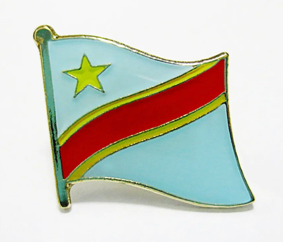 Congo DRC Democratic Republic of the Congo Flag Country Pin Lapel Tie ...