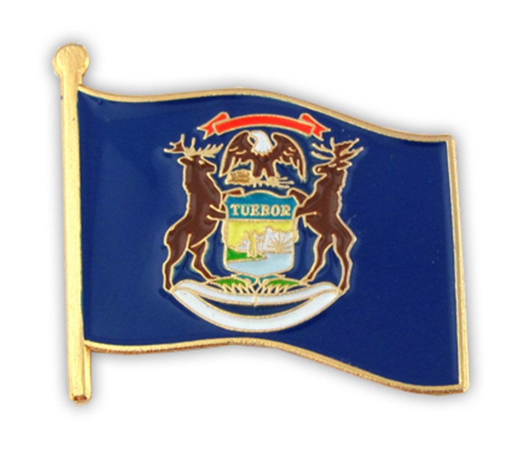 Michigan MI Flag State Pin Lapel Tie Necktie Tack LDS Missionary ...