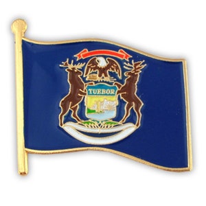 Michigan MI Flag State Pin Lapel Tie Necktie Tack LDS Missionary ...