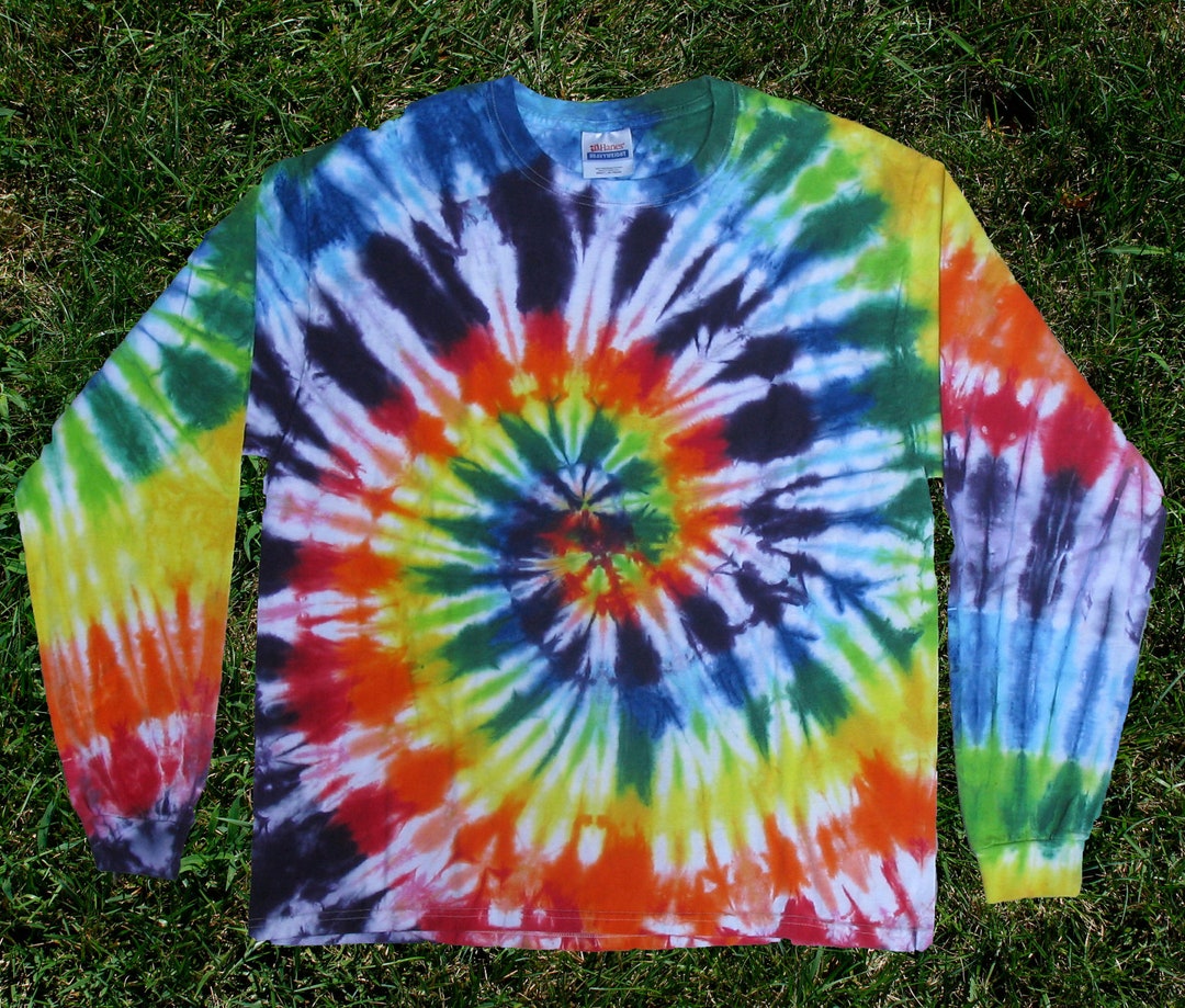 Rainbow Spiral Tie-dye Long-sleeved Tee Shirt - Etsy