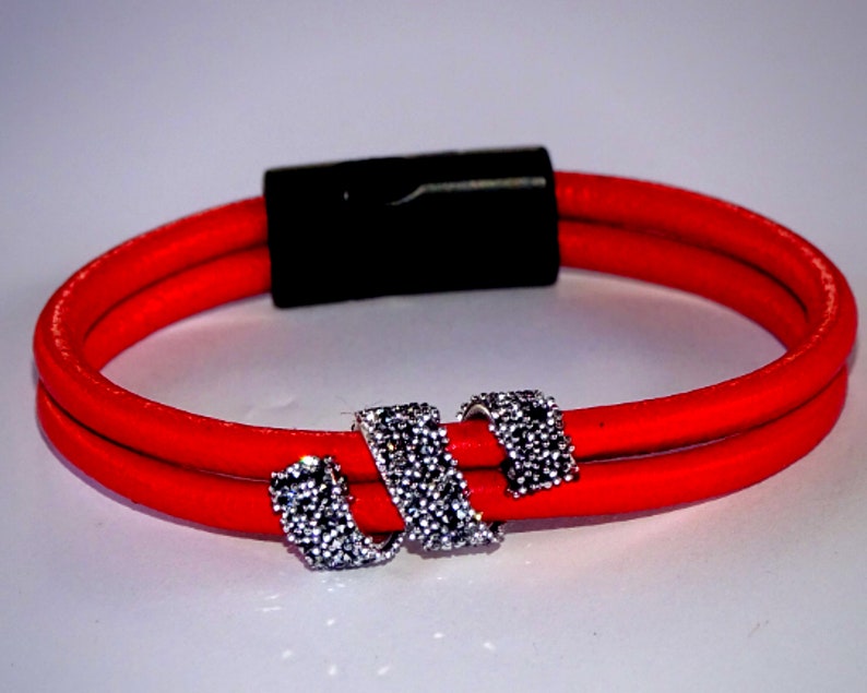 Red Leather Womens Bracelet Bangle Women Swarovski Bracelet - Etsy