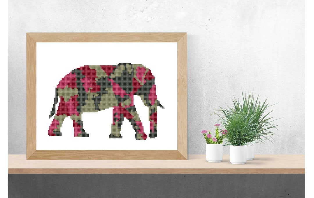 Elephant Cross Stitch Pattern, Modern Cross Stitch Pattern, Animal ...
