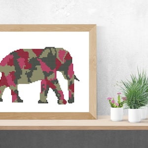 Elephant Cross Stitch Pattern, Modern Cross Stitch Pattern, Animal ...