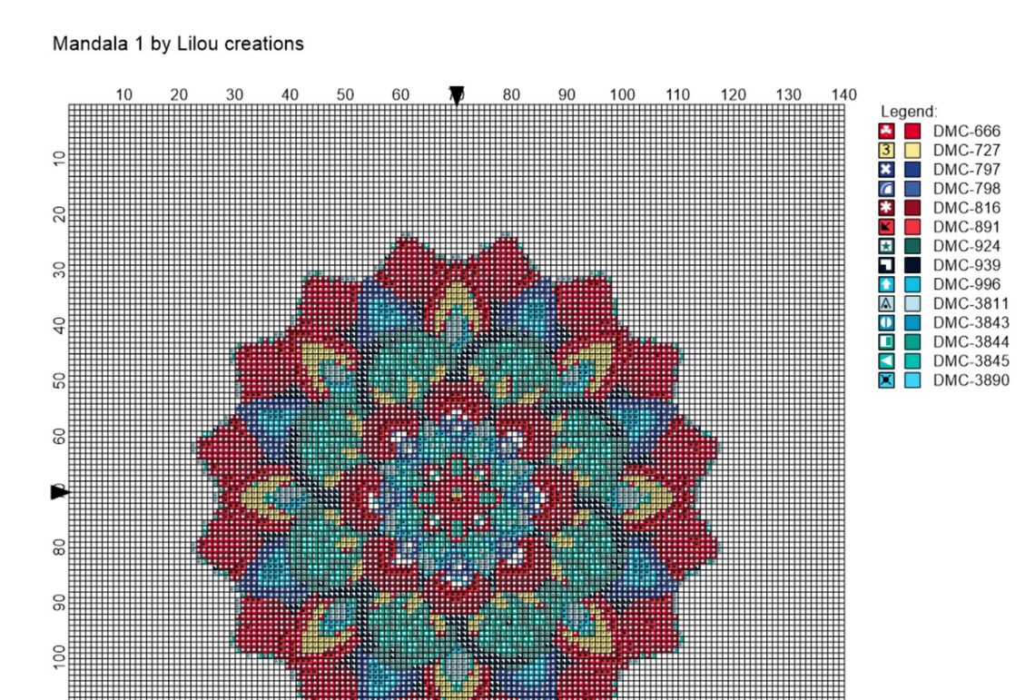 Point de croix mandala, grille point de croix mandala, point de croix ...