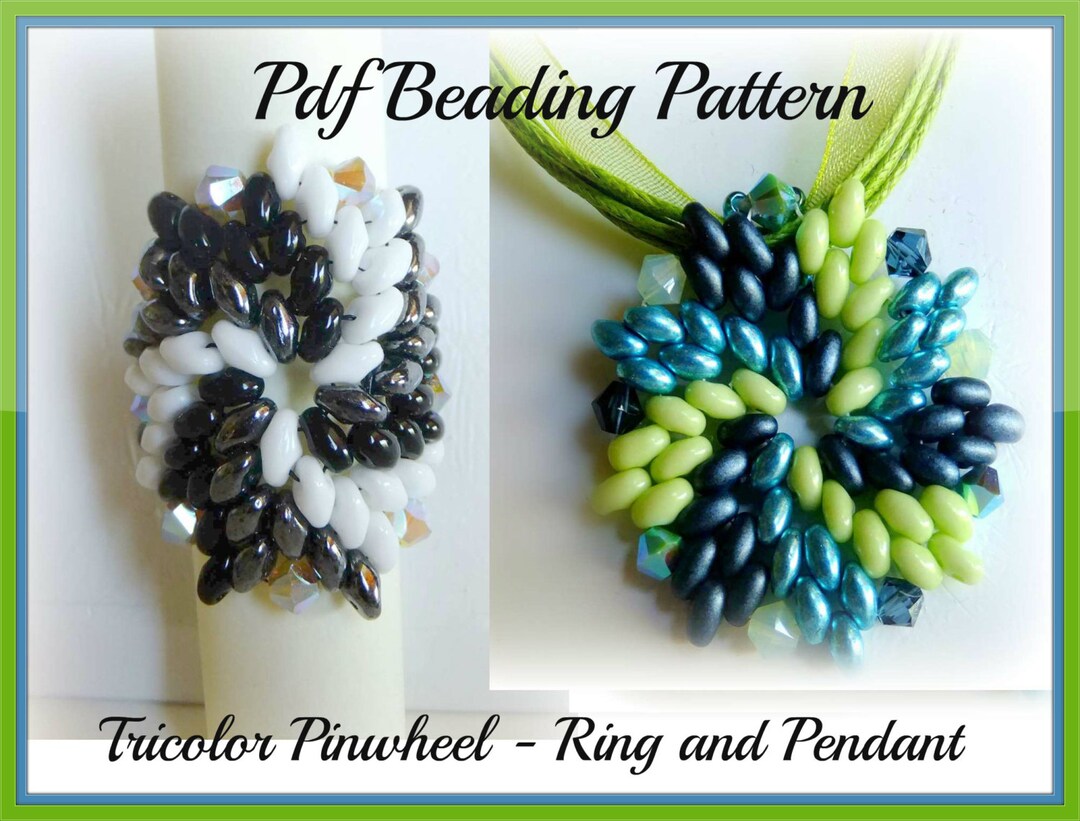 Tutorial Ring and Pendant Superduo - Twin Beads - Pdf Beading Pattern ...