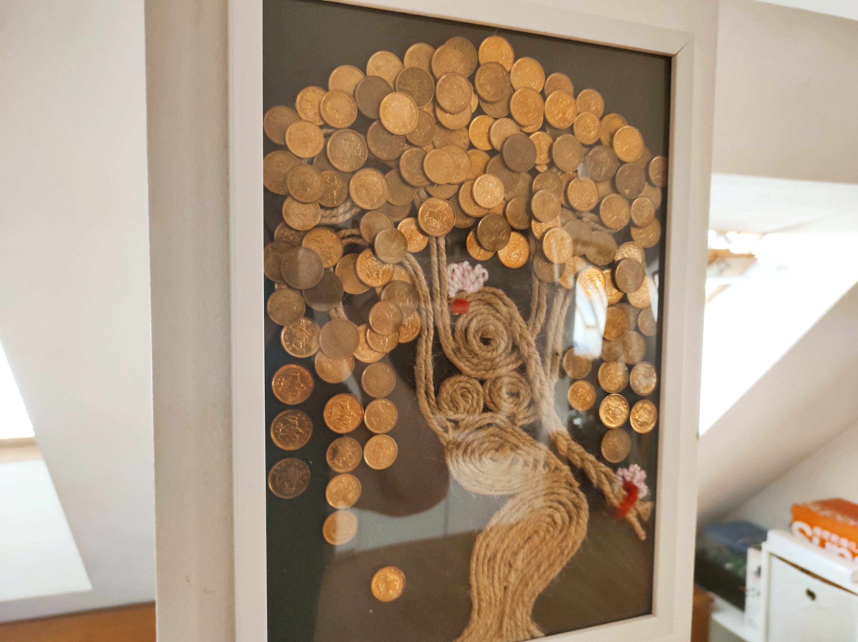 Decorative Painting Gold Money Tree of Wishes in Frame, Picture Money ...