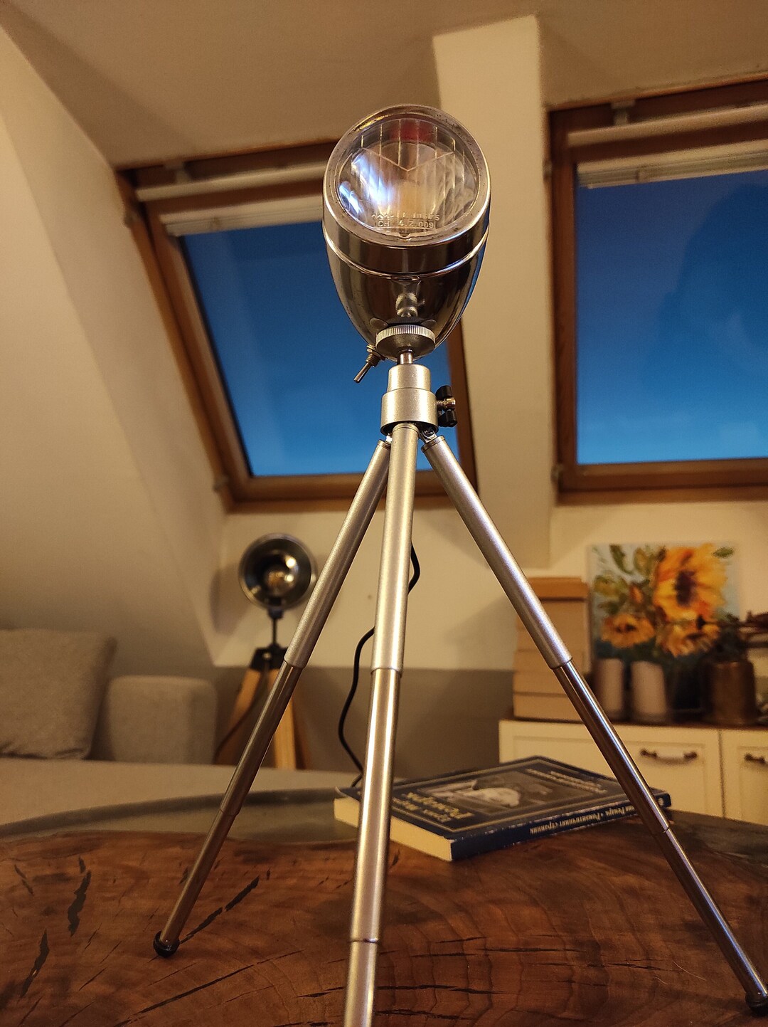 Industrial Retro Bicycle Headlight Table Lamp Vintage Motorcycle ...