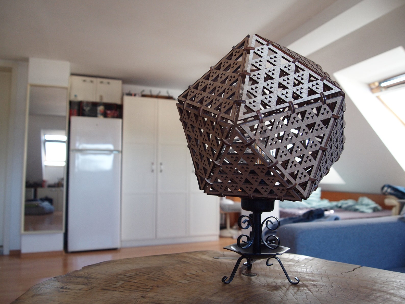 Wooden Smart LED Lamp Sacred Geometry midnight Triangle - Etsy