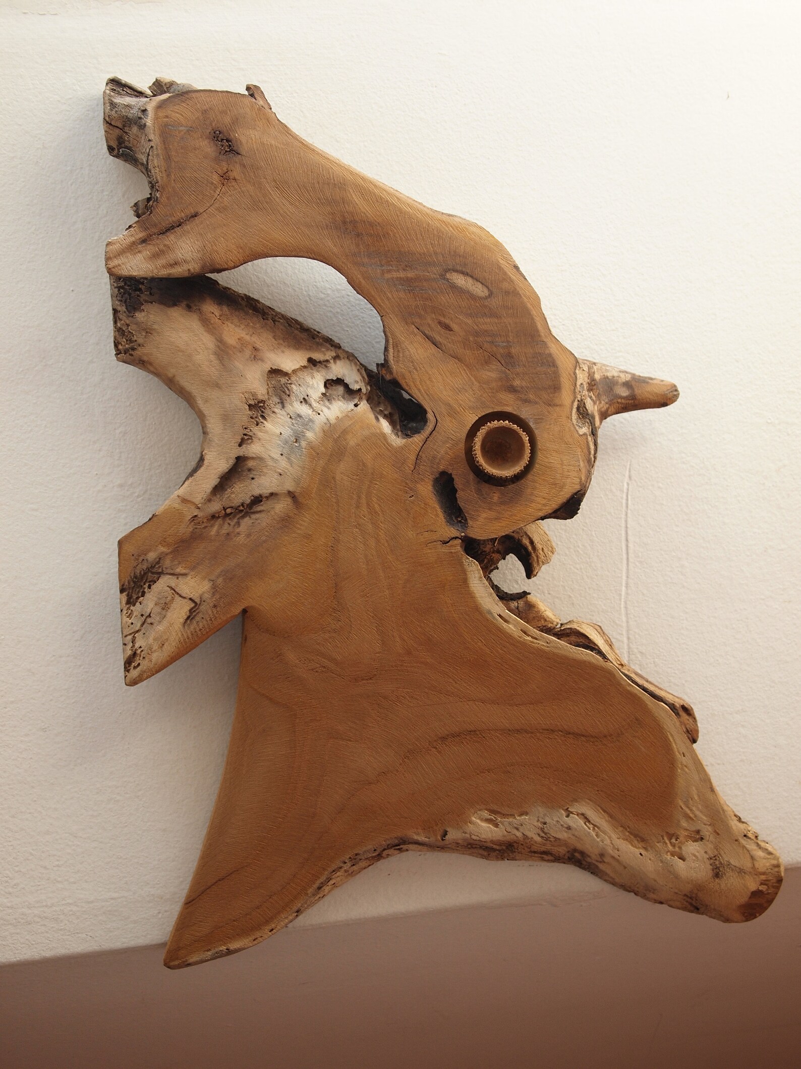 Unique Handmade Wood Sculpture Decoration Wall Art - Wooden Scary Fish ...