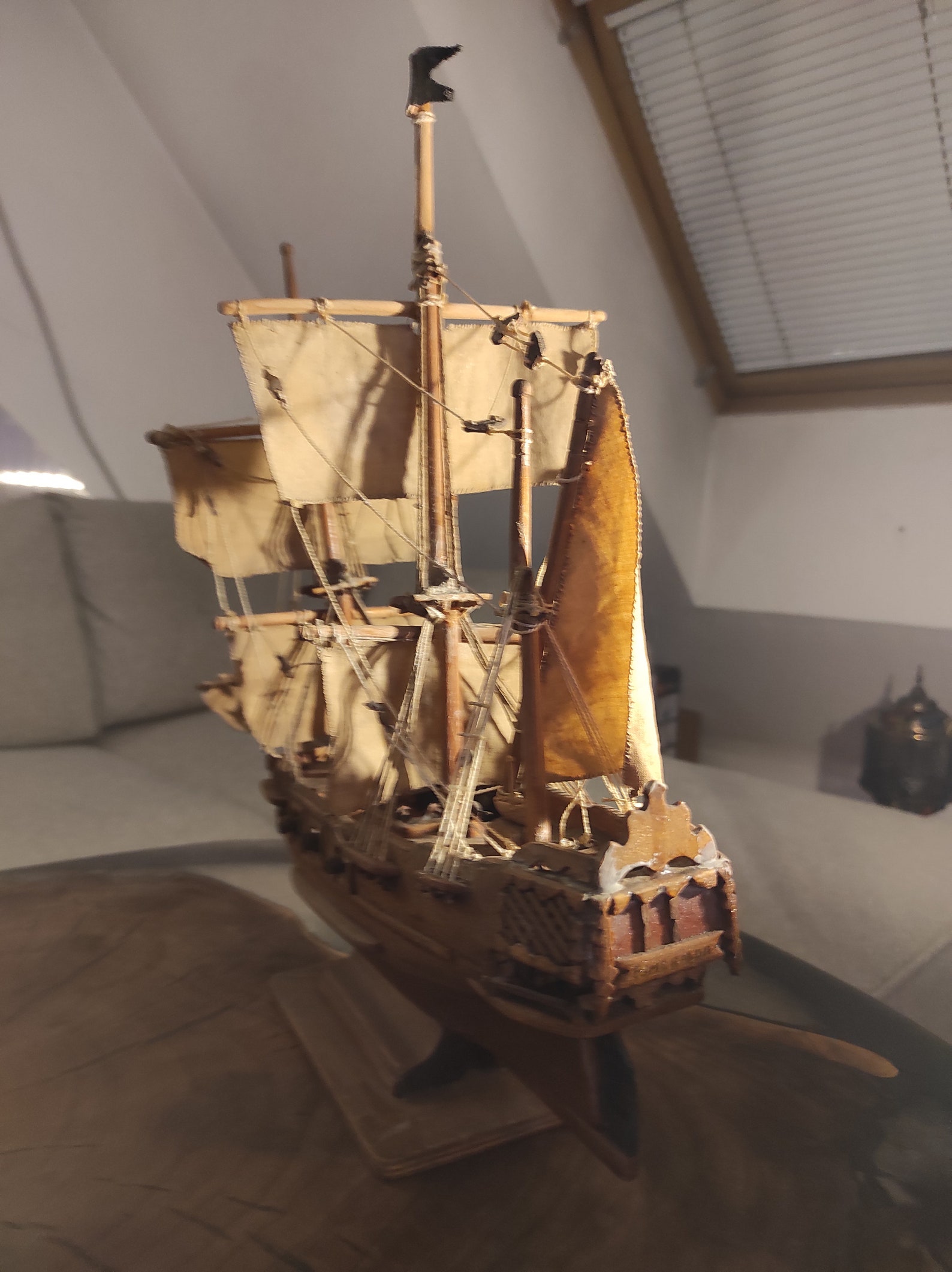 Very Rear Antique Handmade Sail Ship Vintage Wooden Model Sailboat ...