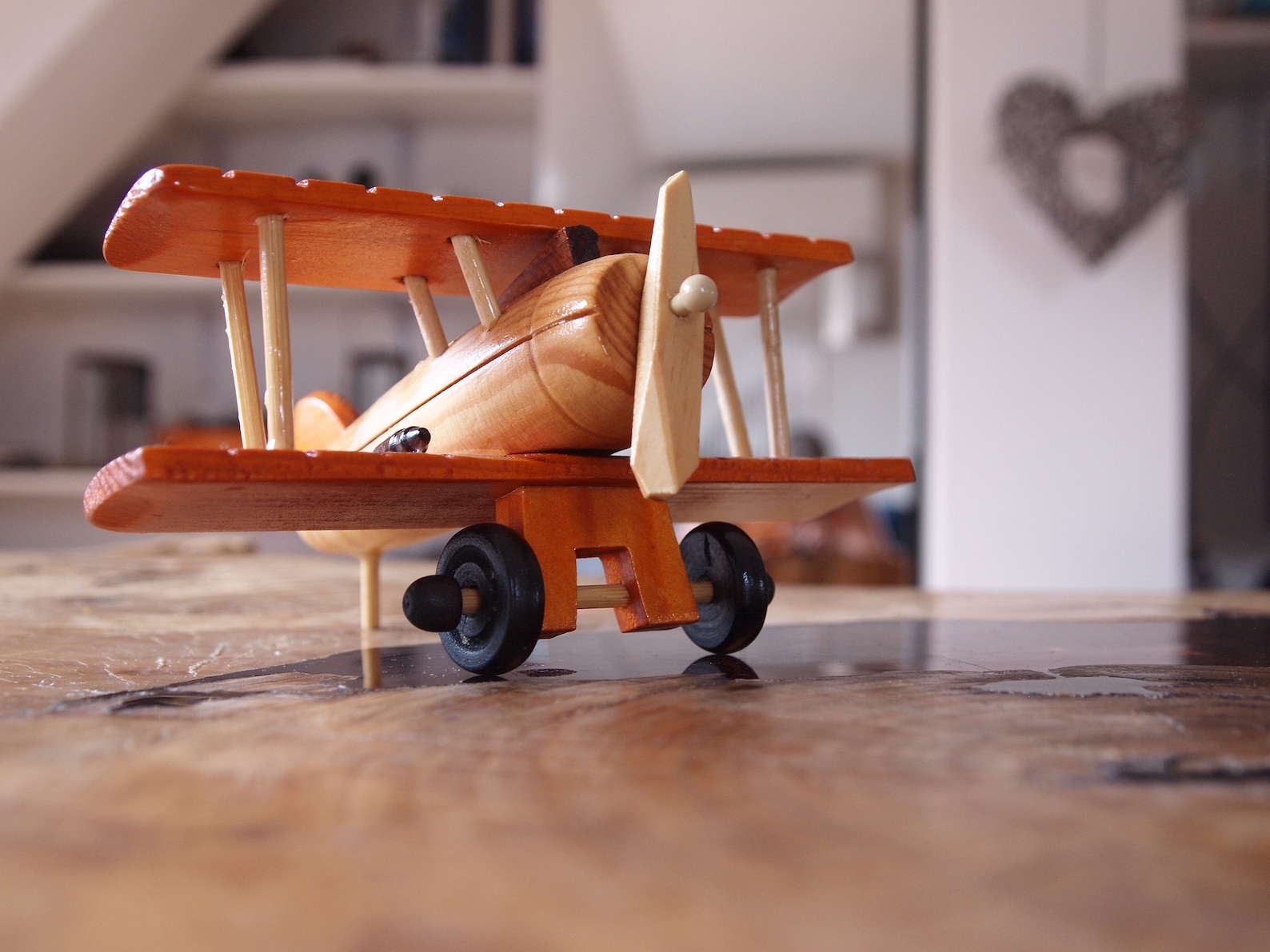Stunning Vintage Wooden Airplane Old Biplane Model Handmade Wooden Toy ...