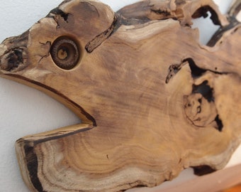 Wooden Wattle Fish Statue From Driftwood Unique Handmade | Etsy