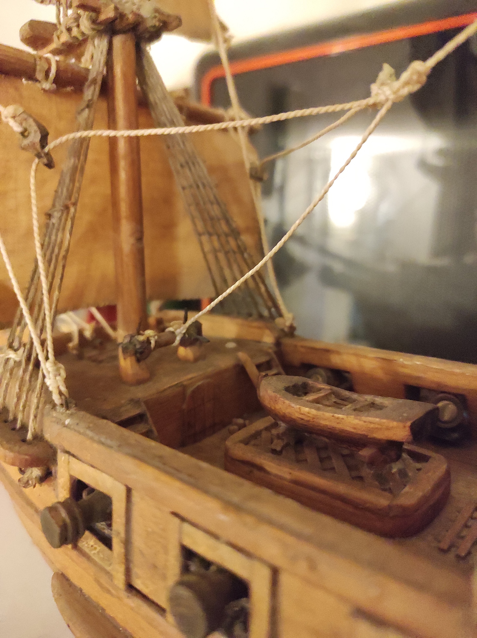 Very Rear Antique Handmade Sail Ship Vintage Wooden Model Sailboat ...