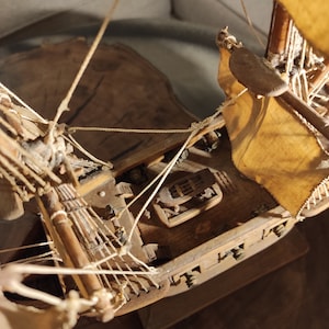 Very Rear Antique Handmade Sail Ship Vintage Wooden Model Sailboat ...