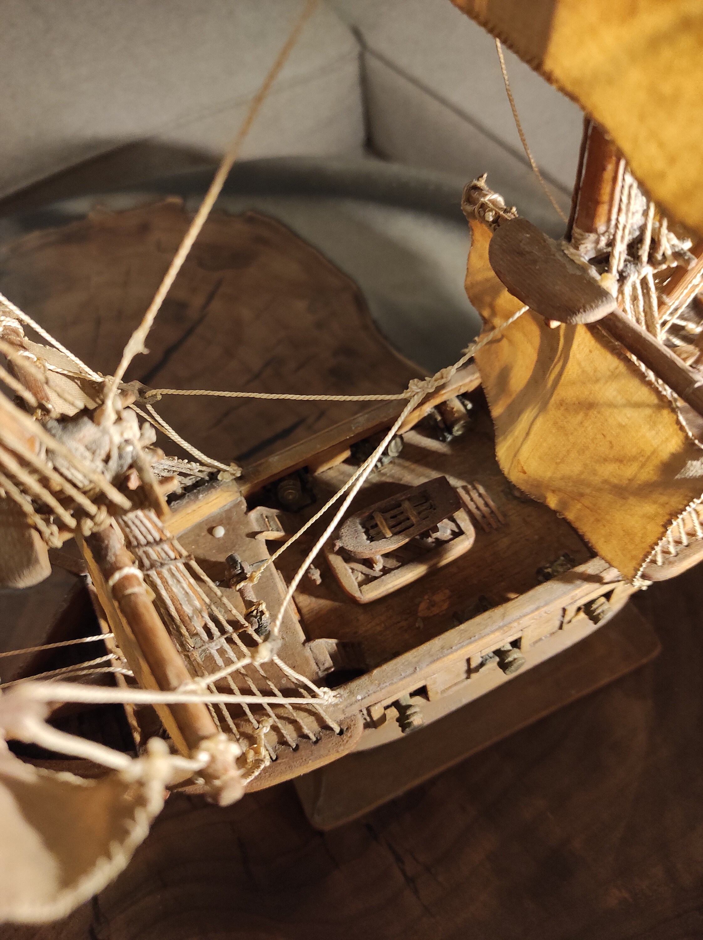 Very Rear Antique Handmade Sail Ship Vintage Wooden Model Sailboat ...