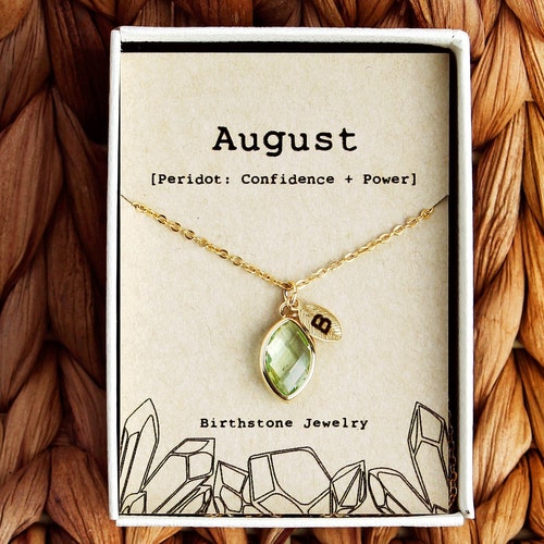 August Birthstone Necklace Personalized Necklace Custom | Etsy