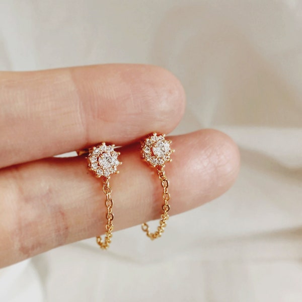 Crystal Chain Earrings - Etsy