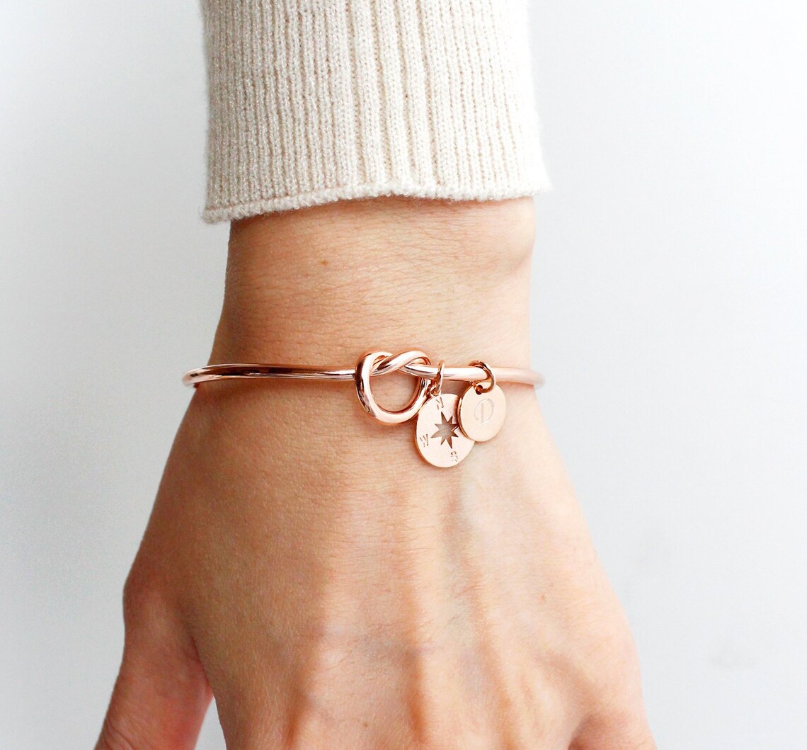 Personalized Compass Bracelet Tie the Knot Compass Bracelet - Etsy