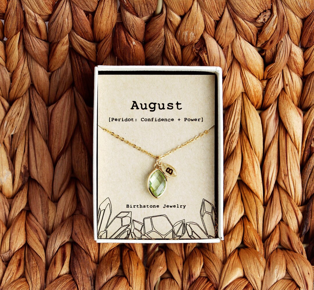 August Birthstone Necklace, Personalized Necklace, Custom Initial ...