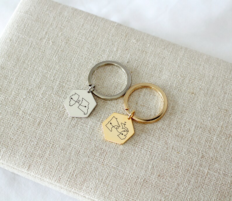 State Keychain Long Distance Relationship Best Friend Keychain Long ...