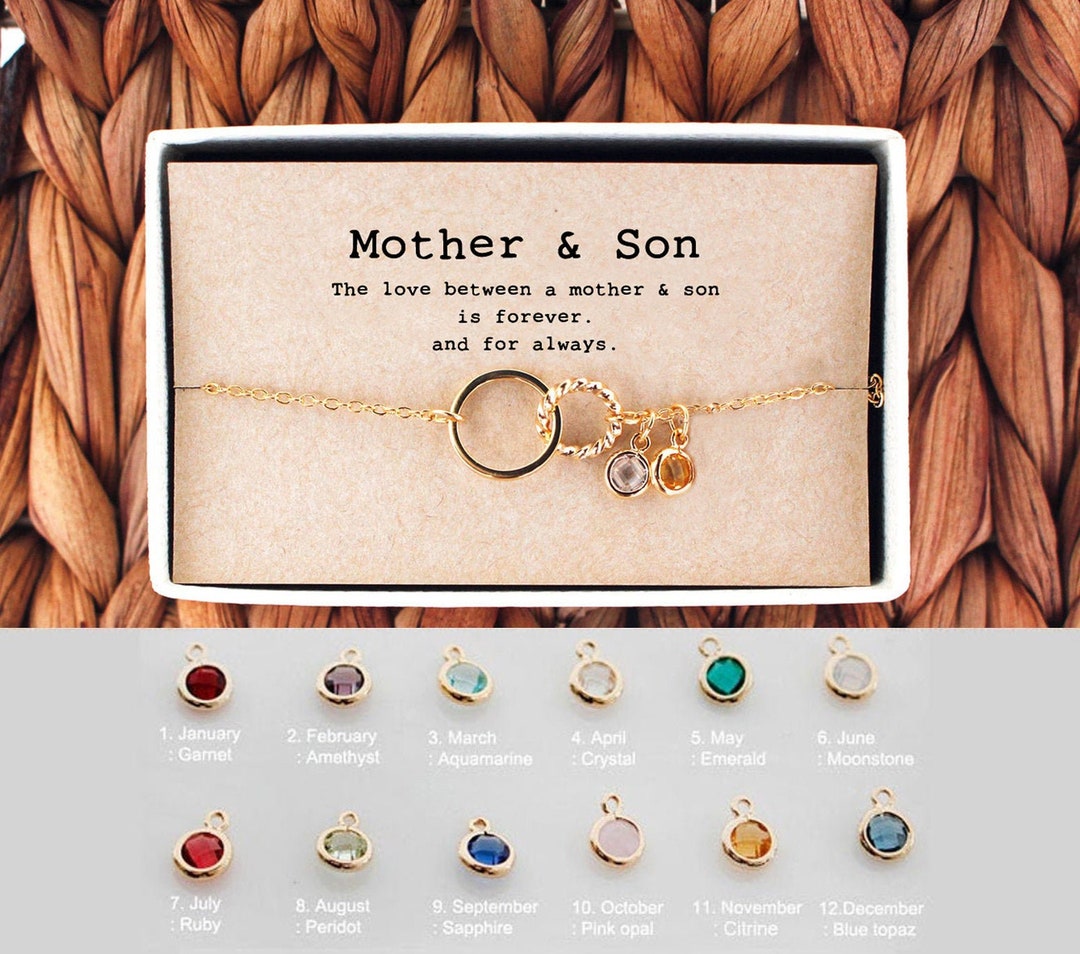 Mother and Son Bracelet • Mothers Day Birthstone Bracelet • Mother Son ...