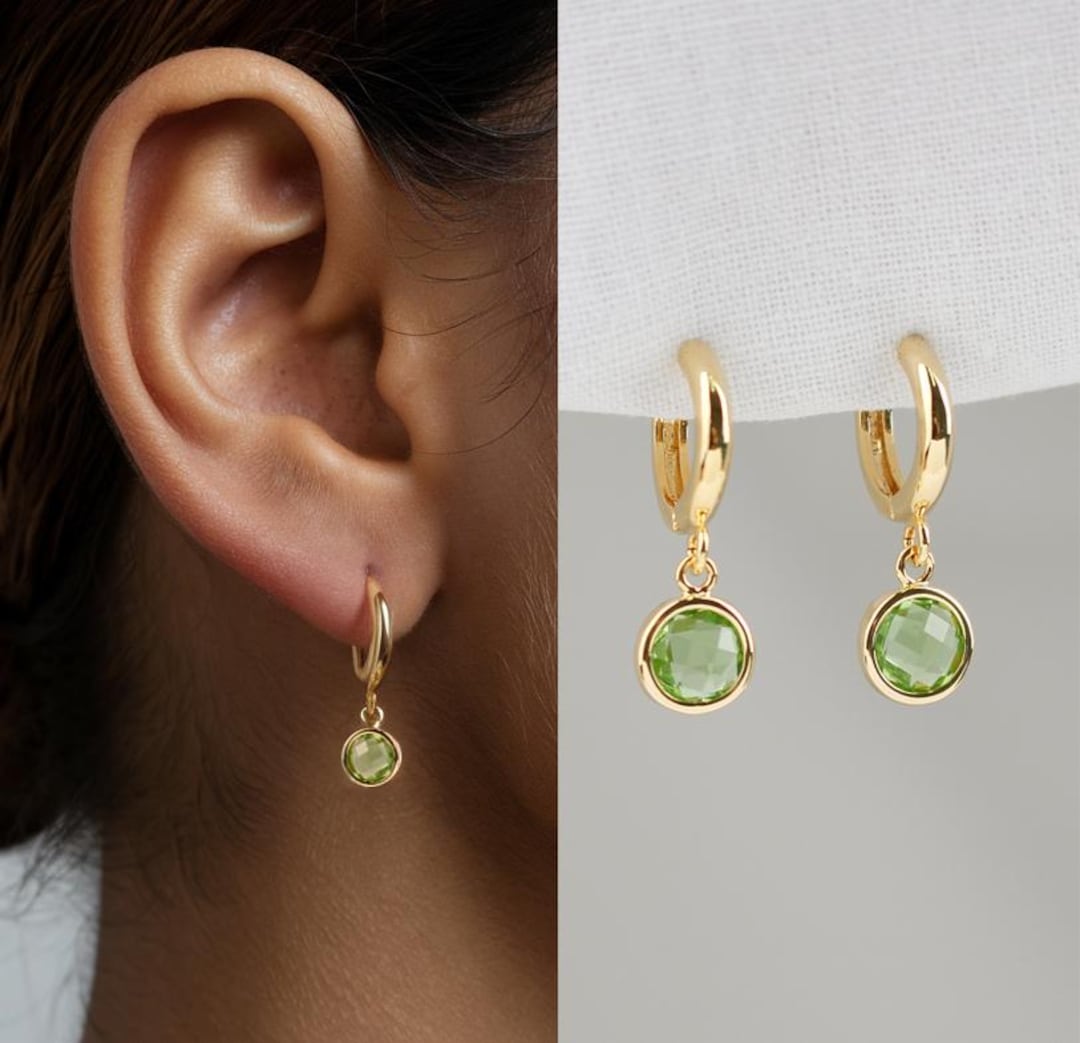 August Birthstone Earrings in Sterling Silver, Peridot Earrings ...