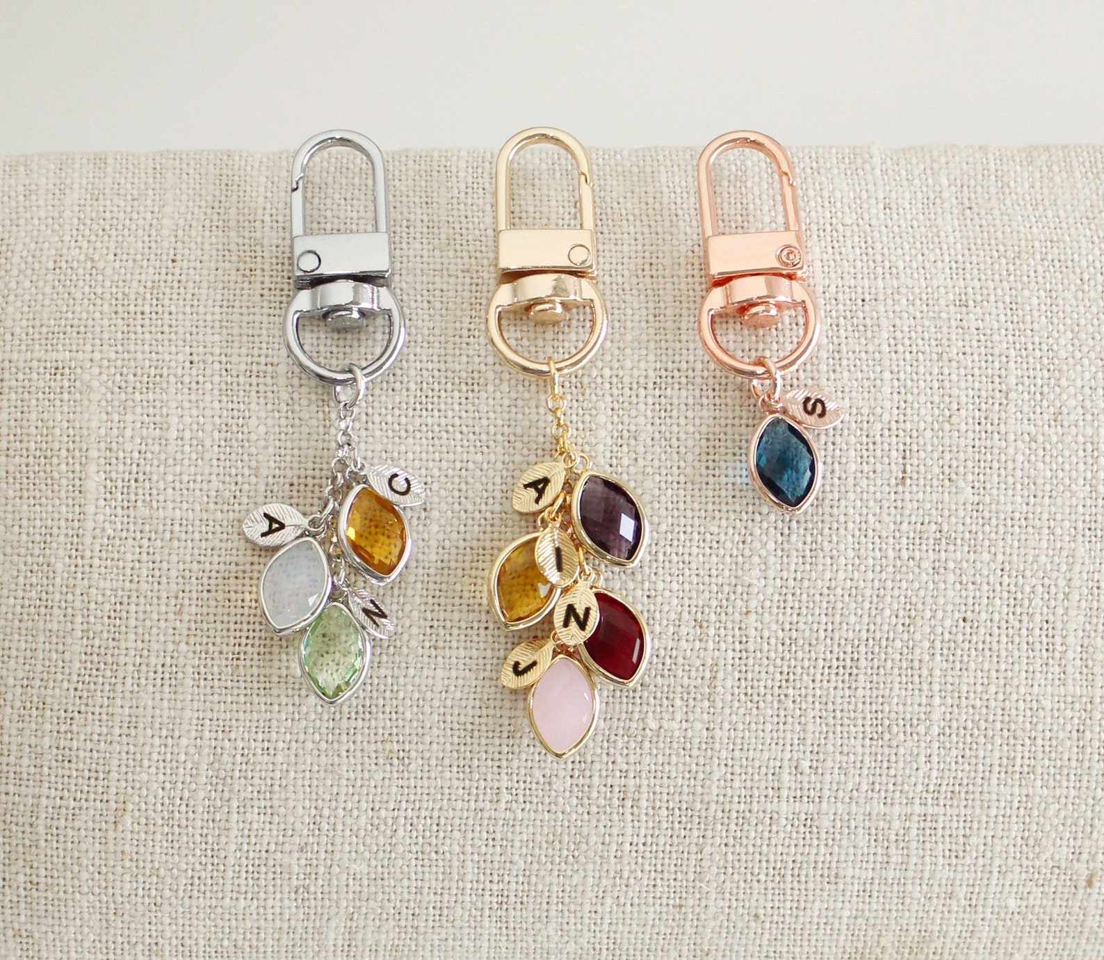 Keychain Keychain Personalized Birthstone Keychain Custom - Etsy