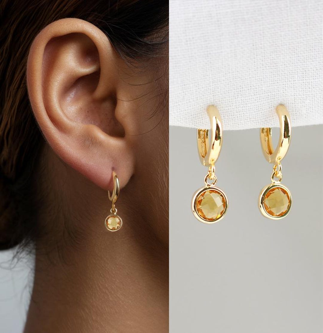 November Birthstone Earring in Sterling Silver, Citine Earrings ...