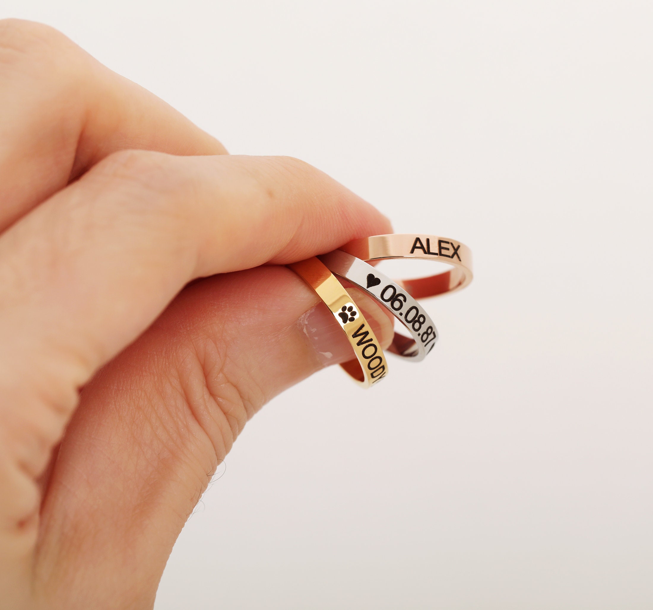 Stacking Ring • Engraved Ring • Name Ring • Best Friend Gift • Best ...