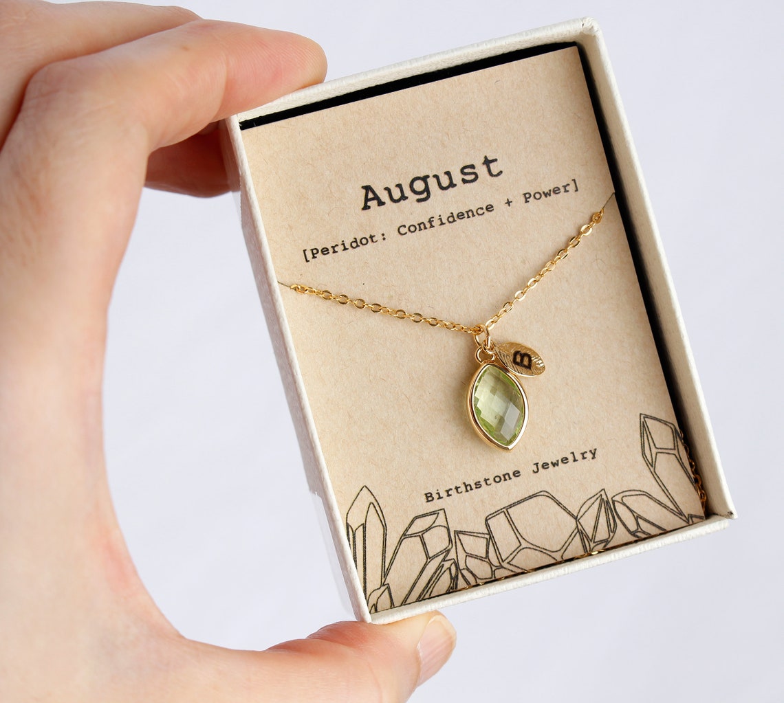 August Birthstone Necklace Personalized Necklace Custom - Etsy