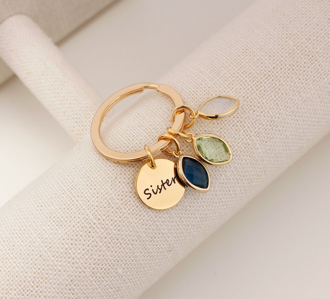 Sister Keychain With Birthstone - Keychain for Sister - Sister Gifts ...