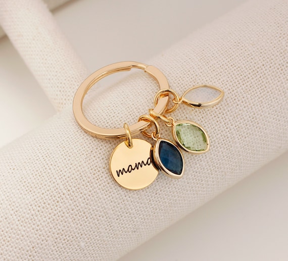 Mama Keychain Personalized Mothers Gift Birthstone Keychain - Etsy