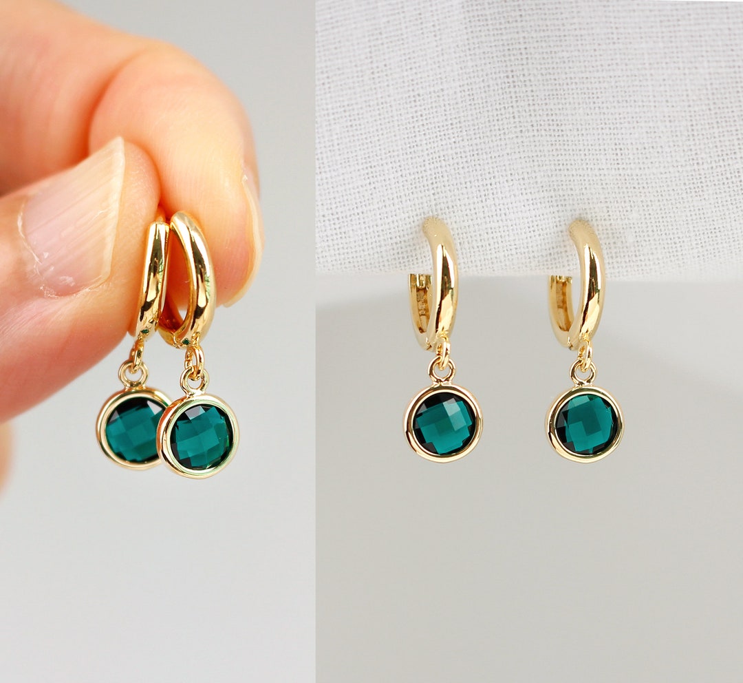 May Birthstone Earrings, Emerald Earrings, Personalized Birthstone ...
