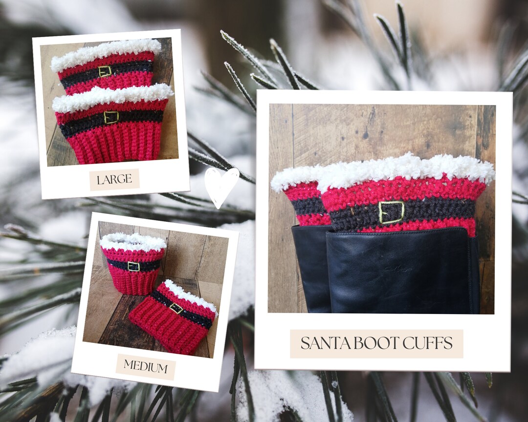 Boot Cuffs, Hand Knit Boot Cuffs, Christmas Boot Cuffs, Santa Boot ...