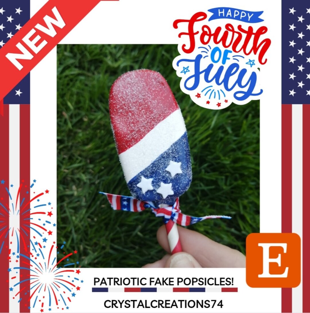 Faux Popsicle, Fake Popsicle, Americana Tier Tray Decor, July 4th Tier ...
