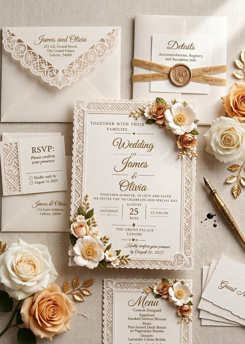 Wedding Invitation Template, Floral Canva Editable Wedding Suite, RSVP ...