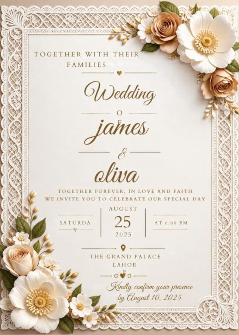 Wedding Invitation Template, Floral Canva Editable Wedding Suite, RSVP ...