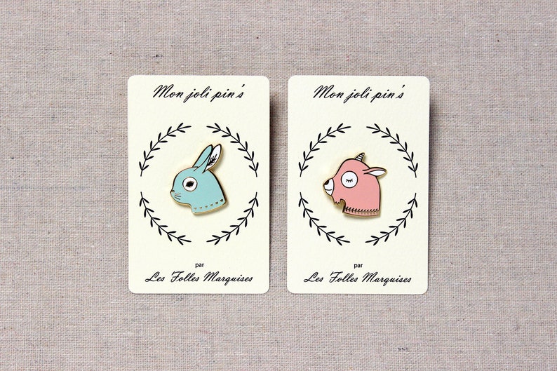 Set of Two Cute Pins in Gold Metal and Resin Baby Pink Goat - Etsy