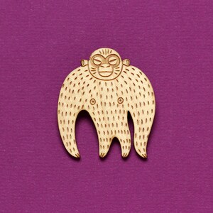 Monkey Brooch Made With Lasercut Wood Gorilla Pin - Etsy