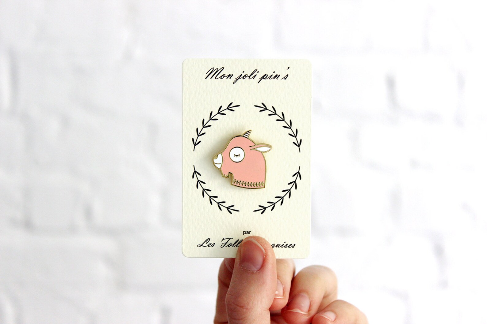 Set of two cute pins in gold metal and resin baby pink goat | Etsy