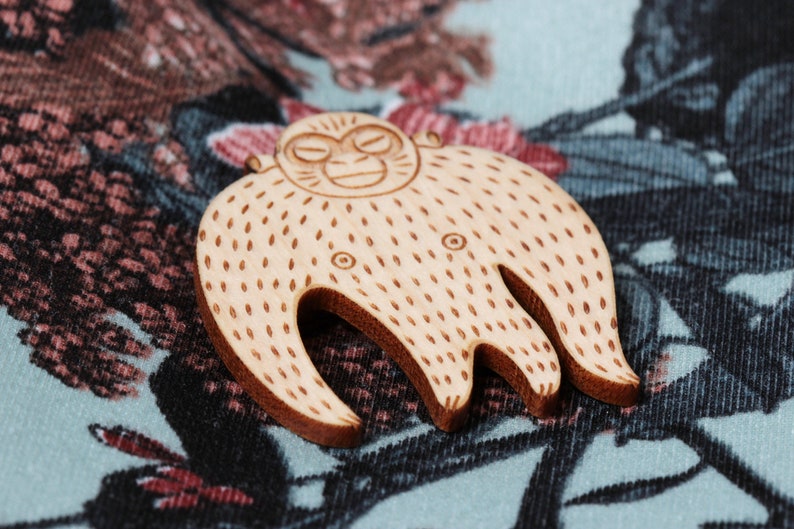 Monkey Brooch Made With Lasercut Wood Gorilla Pin - Etsy