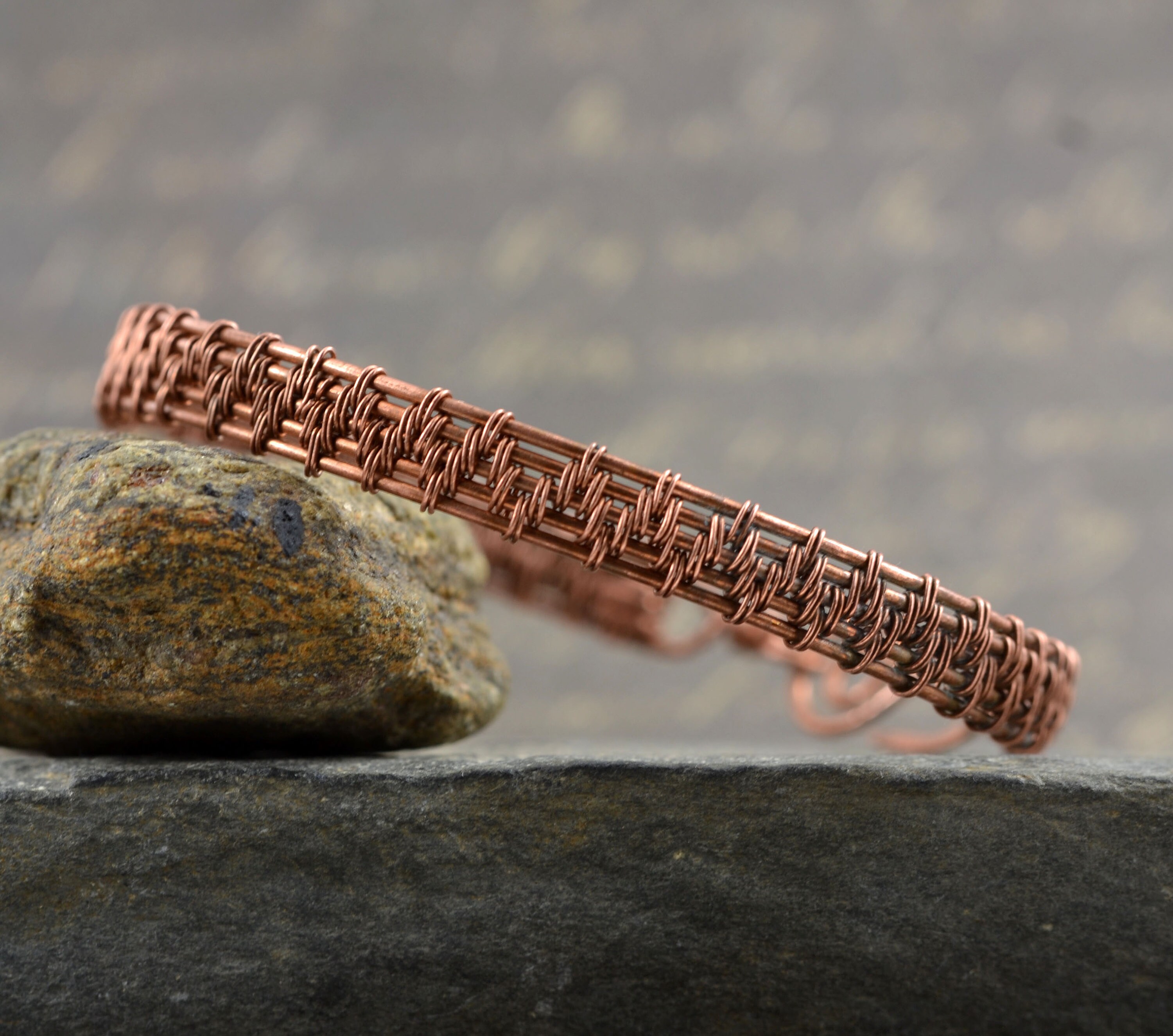 Copper Wire Woven Bracelet for Men or Women Rustic Wire Weave | Etsy
