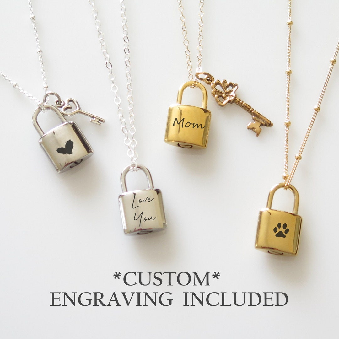 Personalized Cremation Urn Padlock Necklace: Custom Engraved Memorial ...