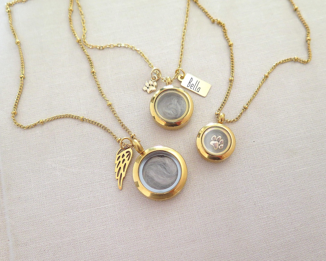 Custom Pet Hair Memorial Glass Locket, Cremation Jewelry, Dog or Cat ...