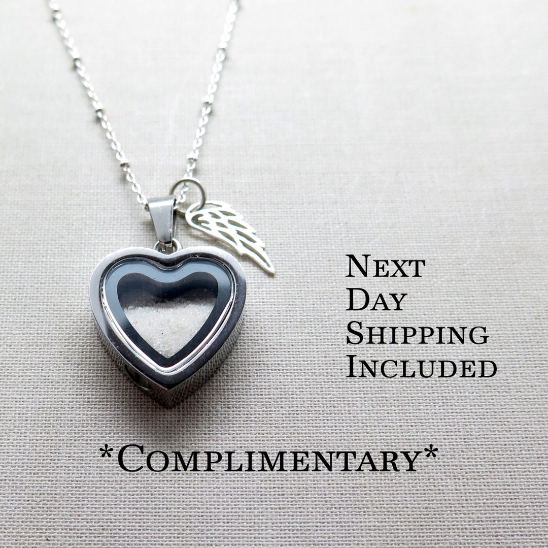 Elegant Heart or Round Locket Urn Necklace: Fillable Glass Pendant for ...