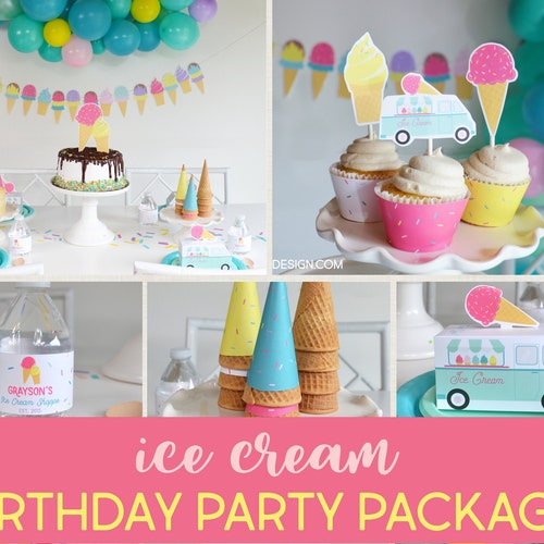 Ice Cream Birthday Party Package Printable Ice Cream Party - Etsy