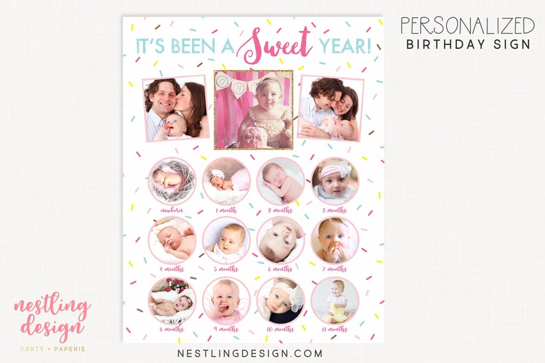 First Birthday Poster Sprinkles Birthday Poster Donut | Etsy